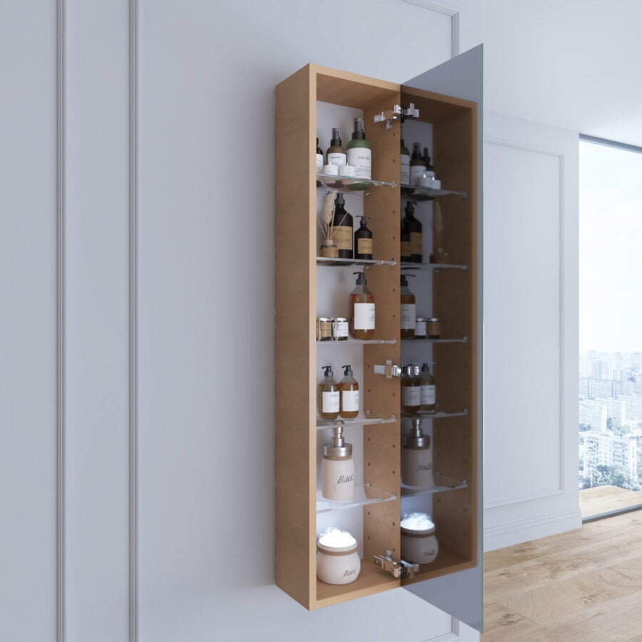 Hochschrank fürs Bad mit Spiegeltür - Leara: Badspiegel.de